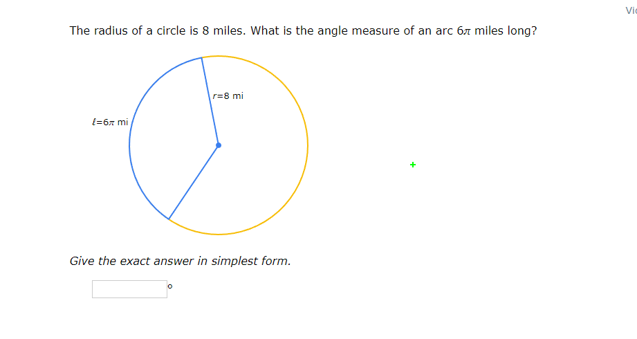Solved The radius of a circle is 8 miles. What is the angle | Chegg.com