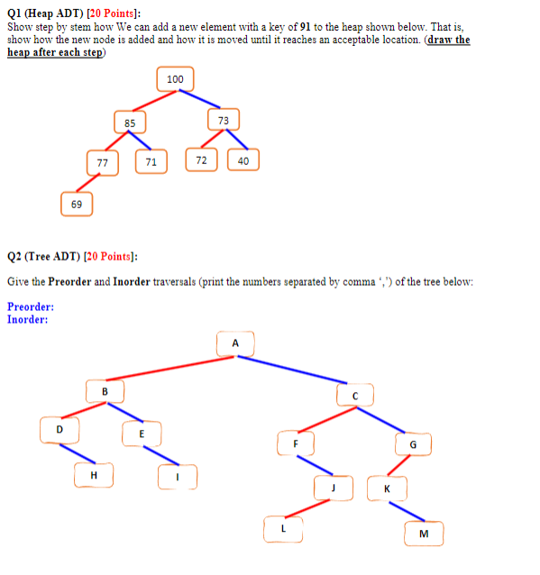 Solved Q1 (Heap ADT) [20 ﻿Points]:Show step by stem how We | Chegg.com