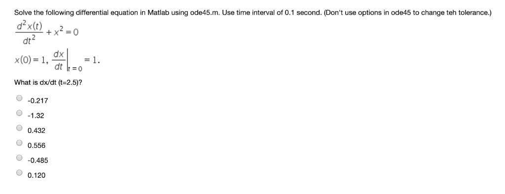 Solve the following differential equation in Matlab | Chegg.com