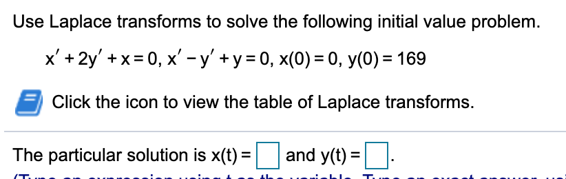 Solved Use Laplace transforms to solve the following initial | Chegg.com