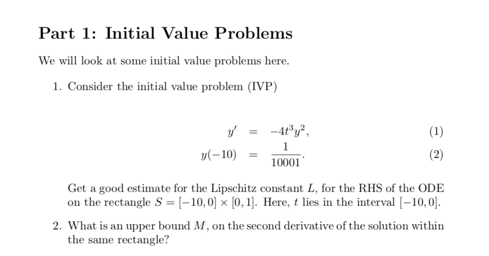 Solved Part 1: Initial Value Problems We wil look at some | Chegg.com