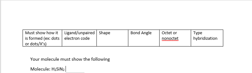 Solved Bond Angle Must show how it Ligand/unpaired shape is | Chegg.com