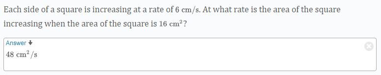 Solved Each side of a square is increasing at a rate of 6 | Chegg.com