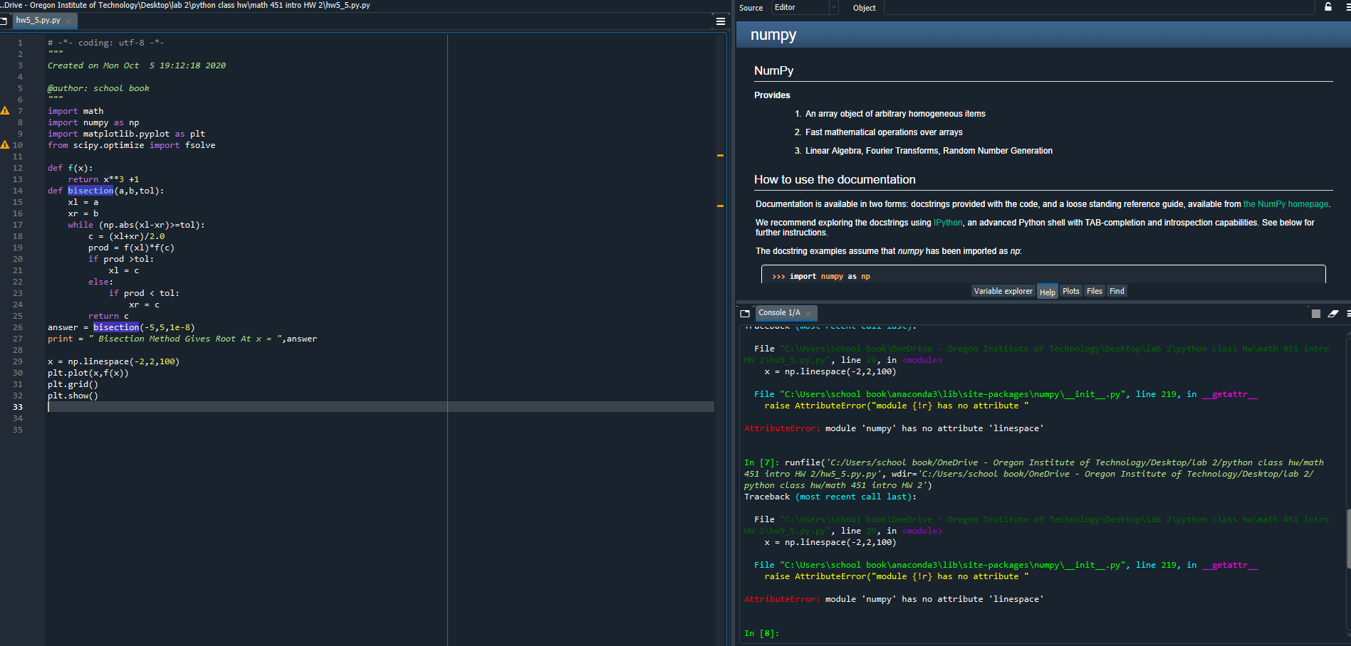 Solved Hi i am trying to write a code for bisection method | Chegg.com