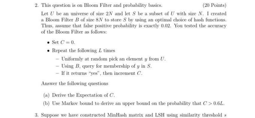 2. This question is on Bloom Filter and probability | Chegg.com