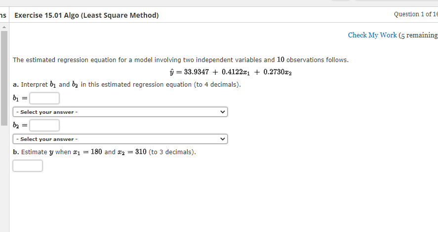Solved ns Exercise 15.01 Algo (Least Square Method) Question | Chegg.com