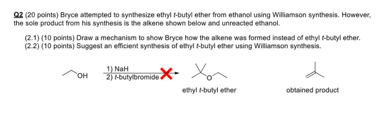 Solved Q2 (20 ﻿points) ﻿Bryce attempted to synthesize ethyl | Chegg.com