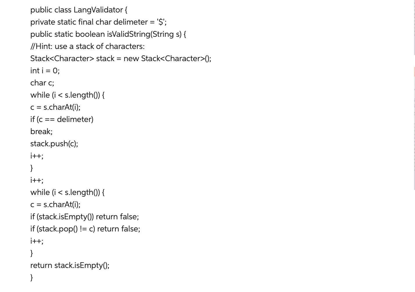 Solved public class LangValidator \{ private static final | Chegg.com