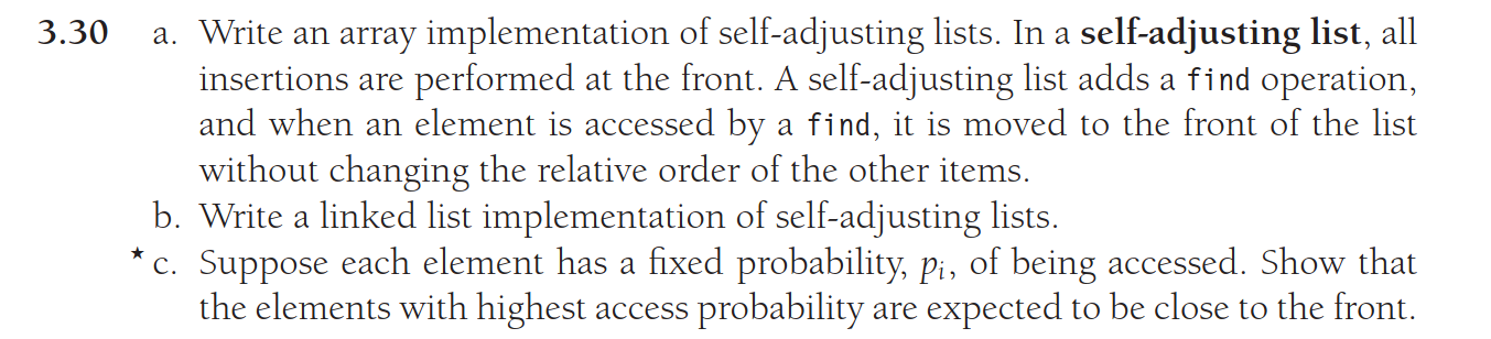 Solved 30 a. Write an array implementation of self-adjusting | Chegg.com