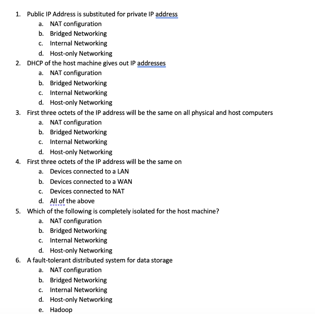 Solved 1. Public IP Address is substituted for private IP | Chegg.com