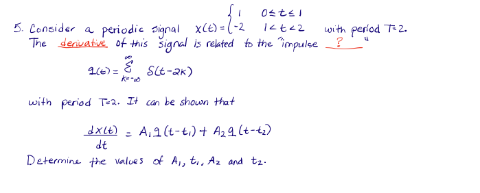 Solved 5. Consider a periodic signal The derivative of this | Chegg.com