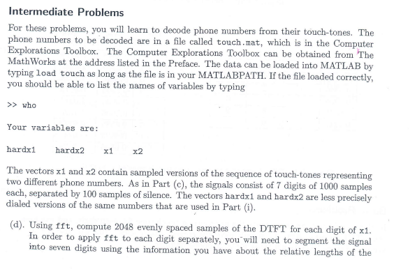 Solved 5.2 Telephone Touch-Tone This exercise will teach you | Chegg.com