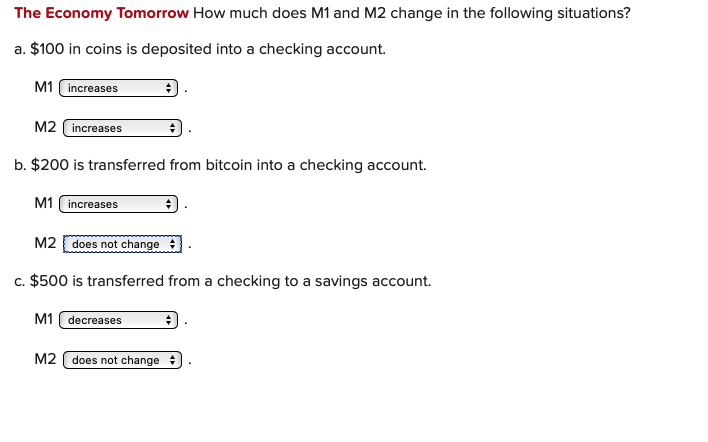 Solved The Economy Tomorrow How much does M1 and M2 change | Chegg.com
