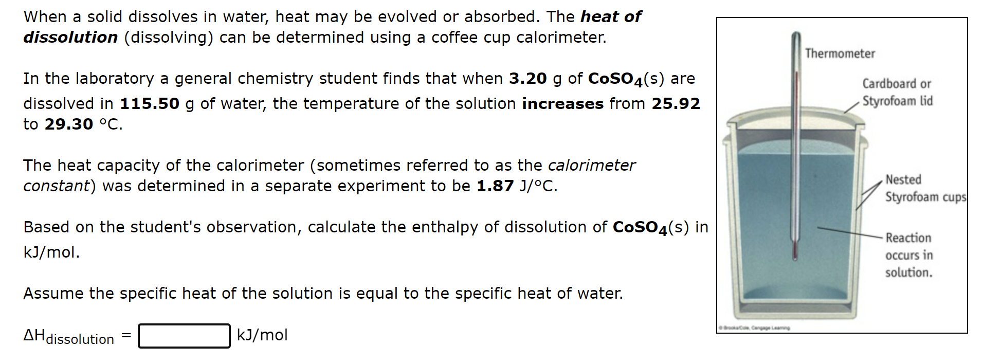 Solved When a solid dissolves in water, heat may be evolved | Chegg.com