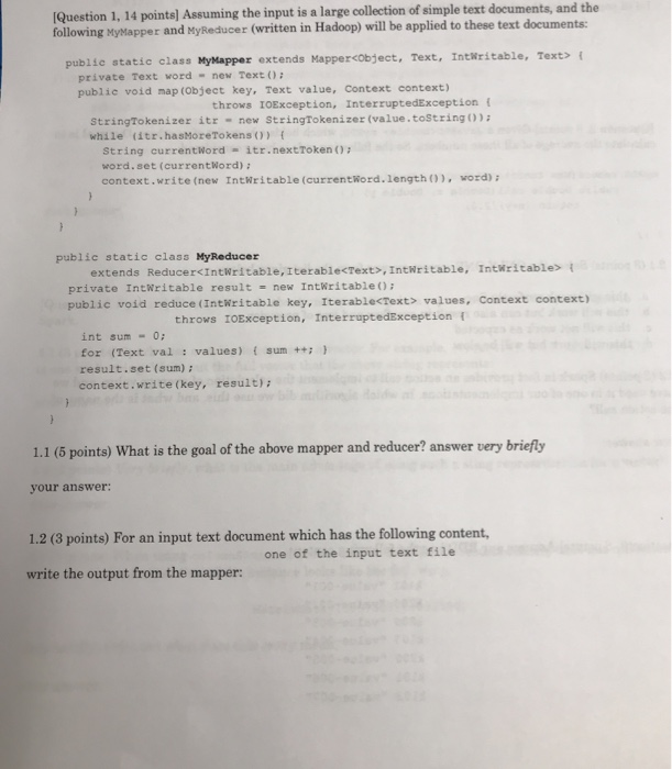 Solved IQuestion 1, 14 points] Assuming the input is a large | Chegg.com