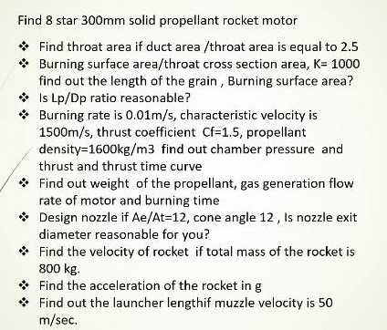 Find 8 star 300mm solid propellant rocket motor → | Chegg.com