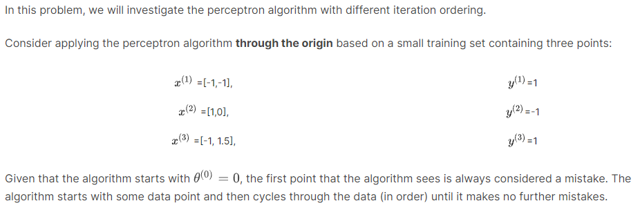 Solved In this problem, we will investigate the perceptron | Chegg.com