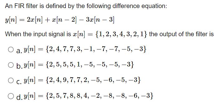 Solved An FIR filter is defined by the following difference | Chegg.com