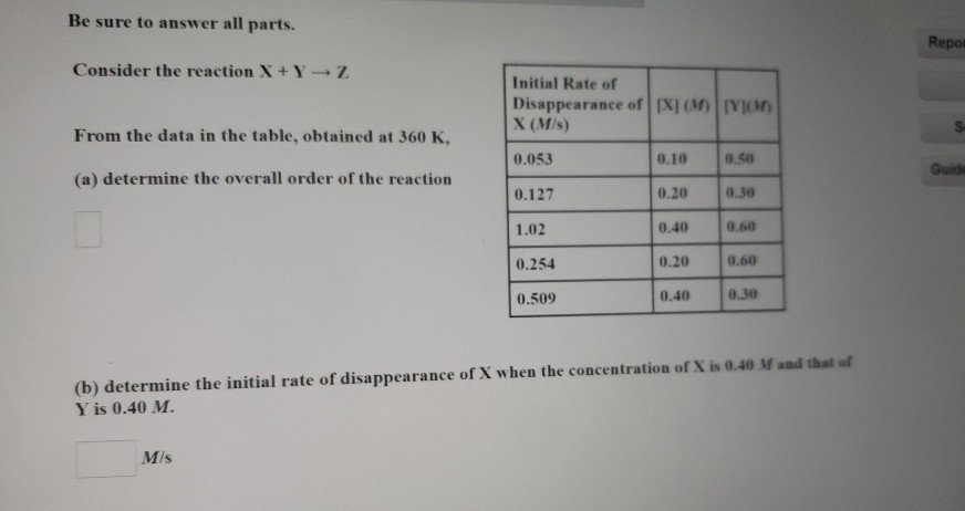 Solved Be sure to answer all parts. Repo Consider the | Chegg.com