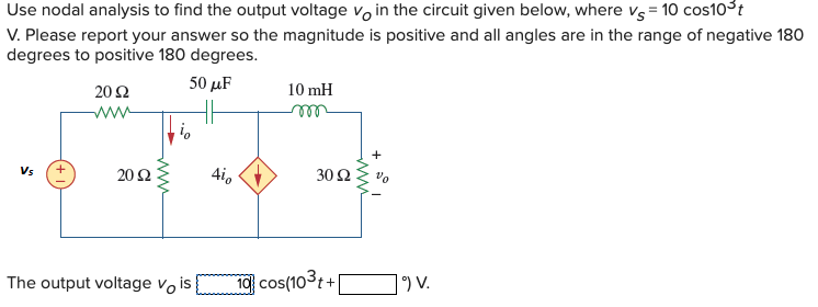 Solved Use nodal analysis to find the output voltage vo in | Chegg.com