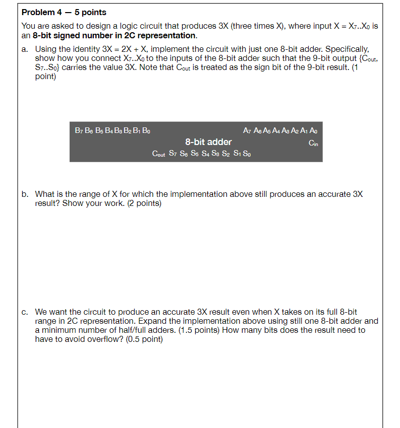 Solved Problem 4 – 5 points You are asked to design a logic | Chegg.com