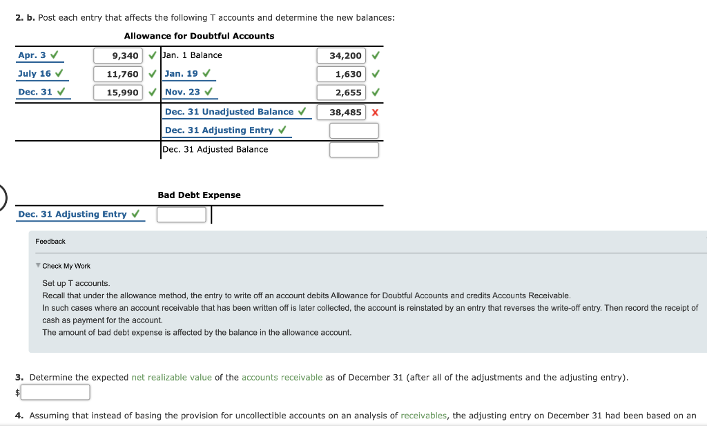 Solved Entries Related to Uncollectible Accounts The | Chegg.com