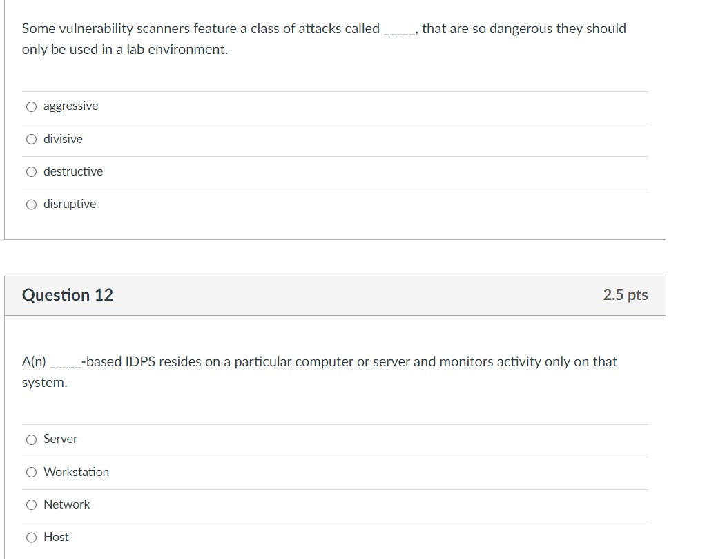 Solved Some vulnerability scanners feature a class of | Chegg.com