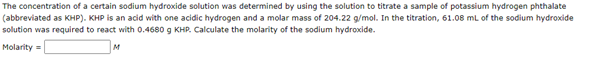 Solved The concentration of a certain sodium hydroxide | Chegg.com