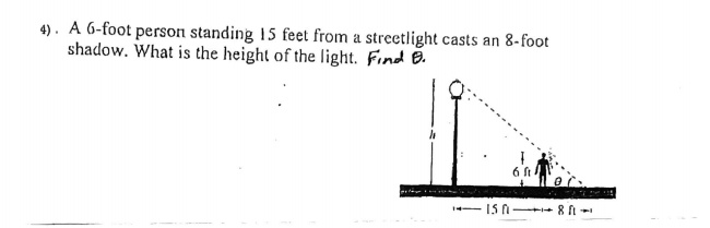 Solved 4). A 6-foot person standing 15 feet from a | Chegg.com