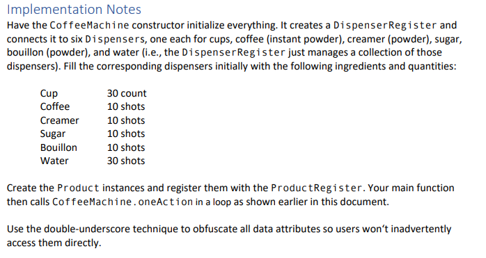Project 4: Coffee Machine CS 1410 Background In this | Chegg.com