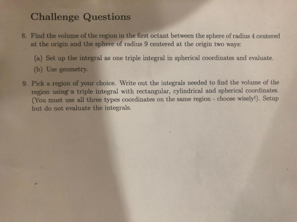 Solved 8. Find the volume of the region in the first octant | Chegg.com