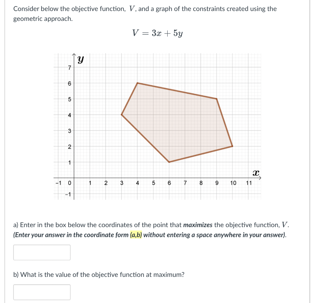 Solved Consider below the objective function, V, and a graph | Chegg.com
