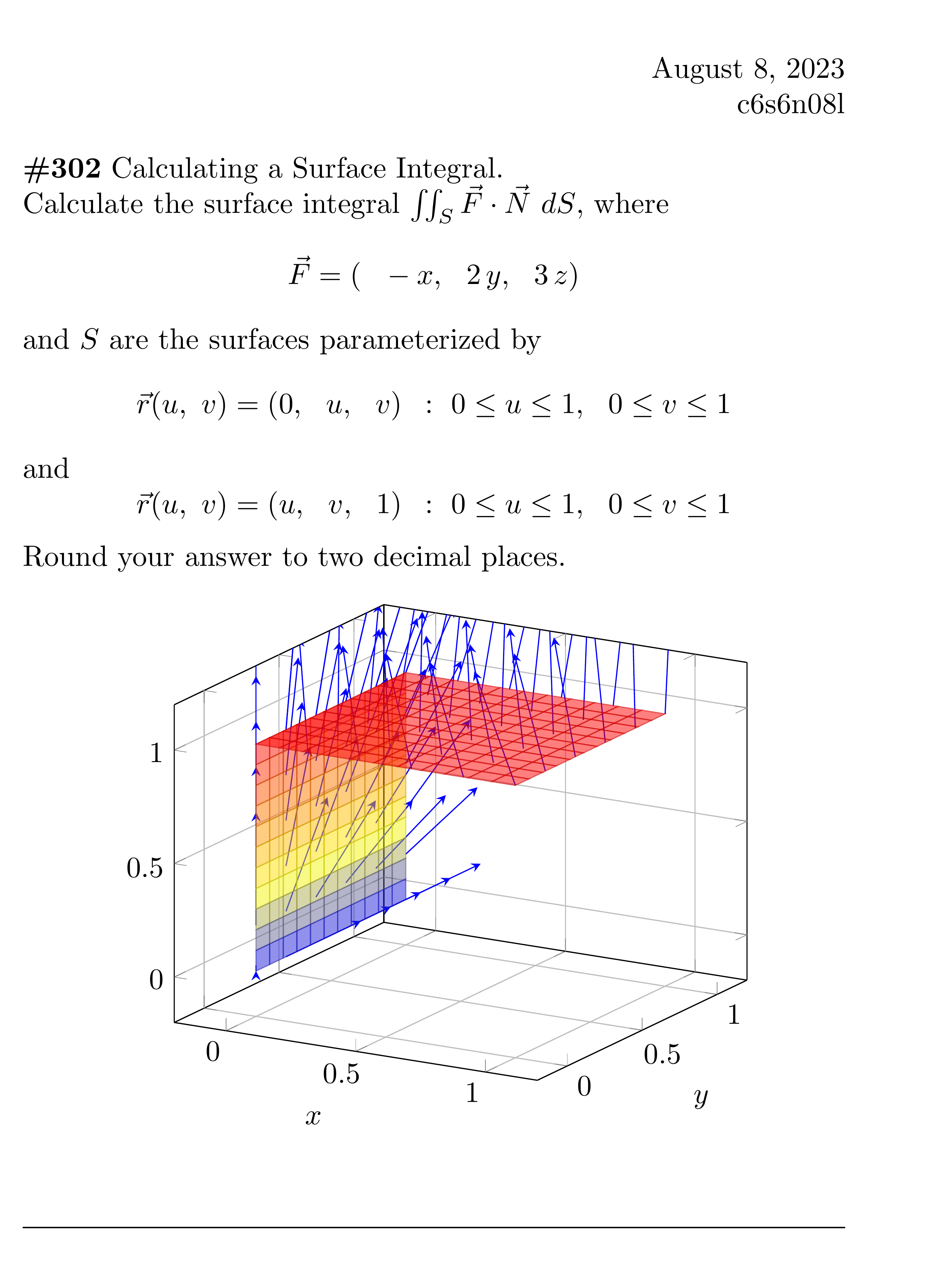 Solved August 8, 2023 c6s6n081 \#302 Calculating a Surface | Chegg.com