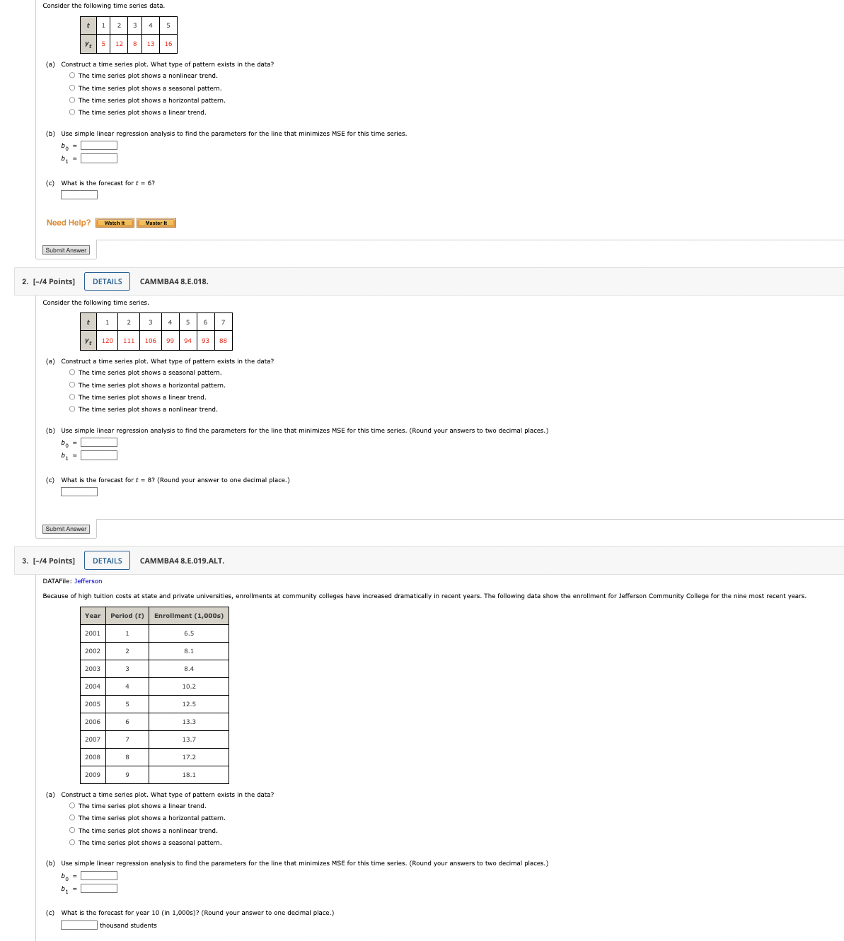 Solved Consider the following time series data. (a) | Chegg.com