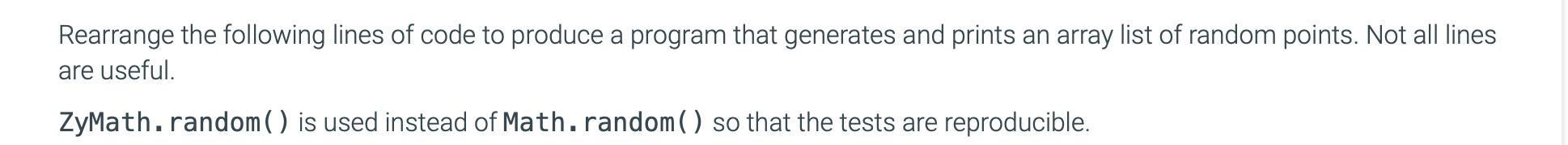 Solved Rearrange the following lines of code to produce a | Chegg.com