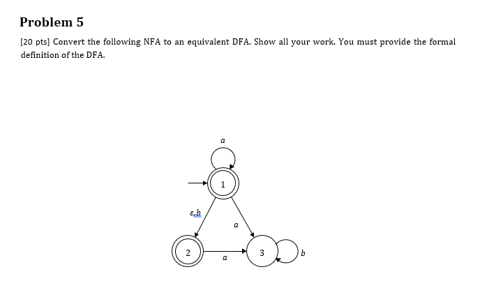 Solved Problem 2 [15 pts] Construct a DFA that recognizes | Chegg.com