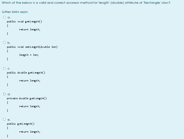 Solved Which of the below is a valid and correct accessor | Chegg.com