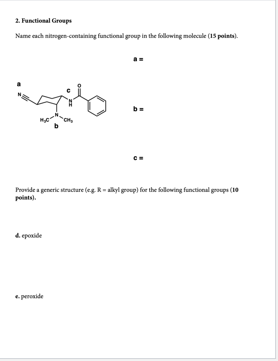 Solved 2 Functional Groups Name Each Nitrogen Containing