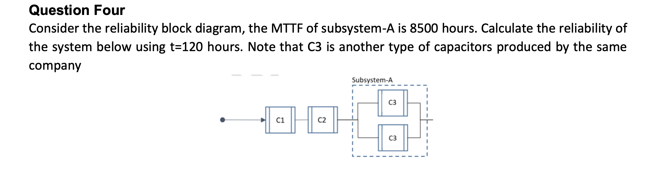 Solved Question Four Consider the reliability block diagram, | Chegg.com