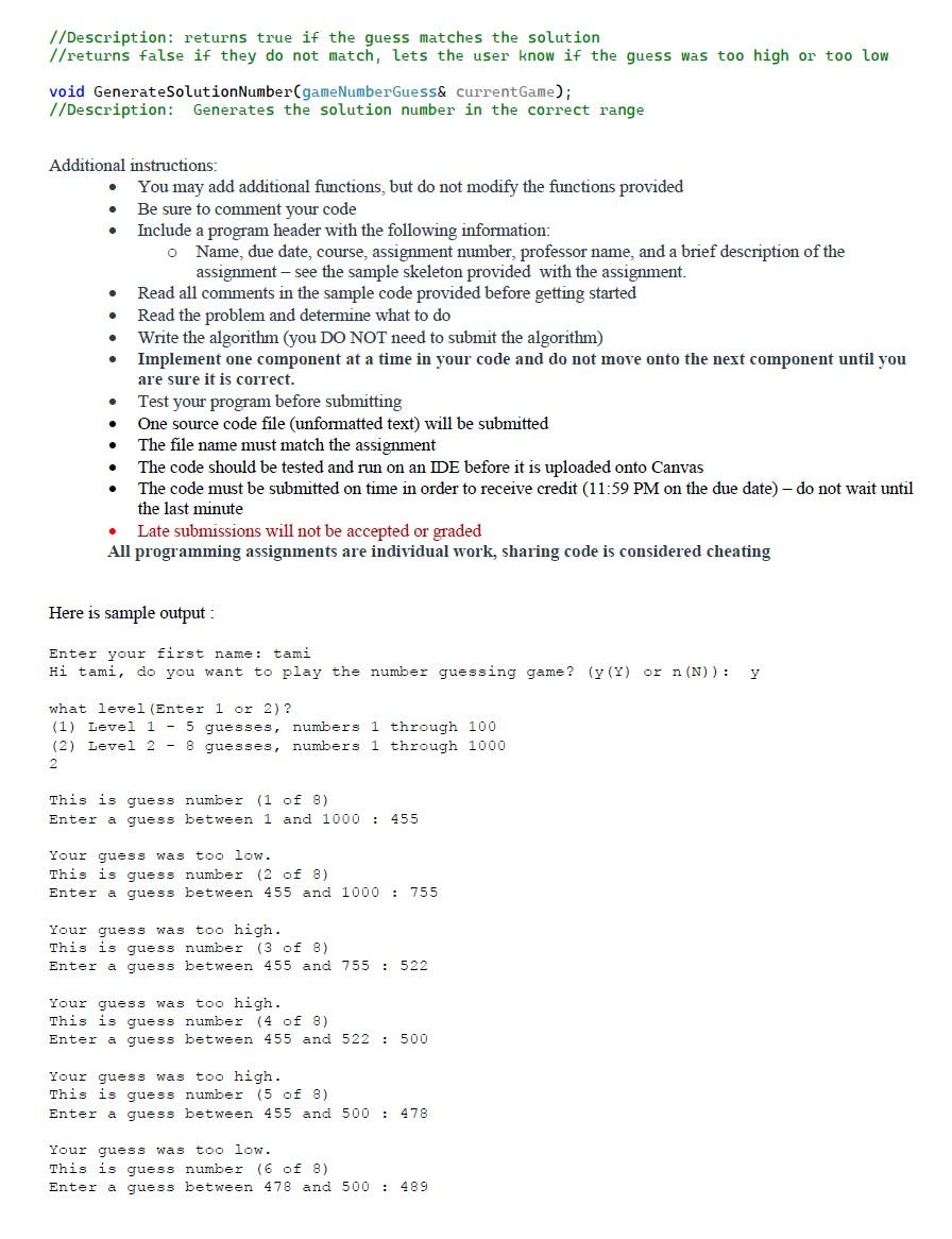 Solved COP 3014 - program 4-game, number guess Assignment | Chegg.com