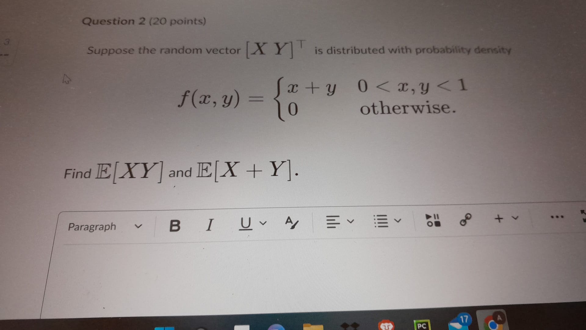 Solved Question 2 (20 ﻿points)Suppose the random vector | Chegg.com
