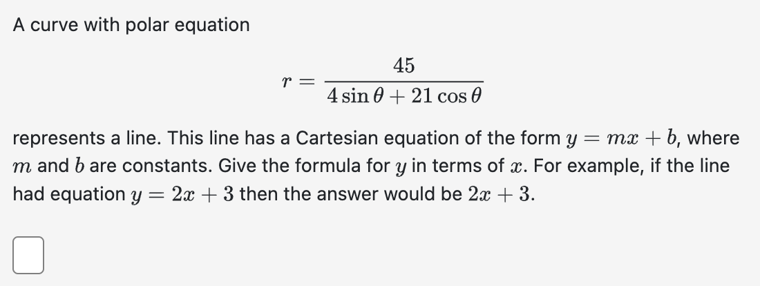 Solved A curve with polar equationr=454sinθ+21cosθrepresents | Chegg.com