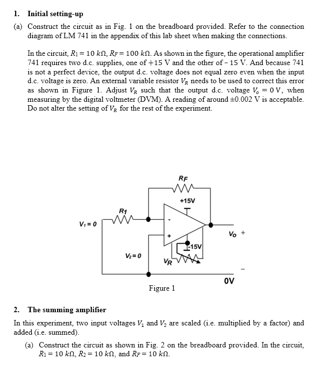 Solved 1. Initial setting-up (a) Construct the circuit as in | Chegg.com
