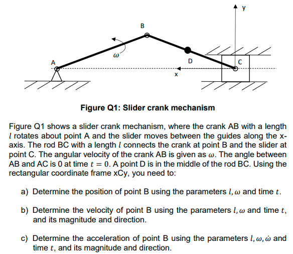 Solved rigure Q1: Sllder crank mecnanısm Figure Q1 shows a | Chegg.com