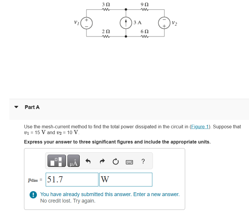 Solved Use the mesh-current method to find the total power | Chegg.com