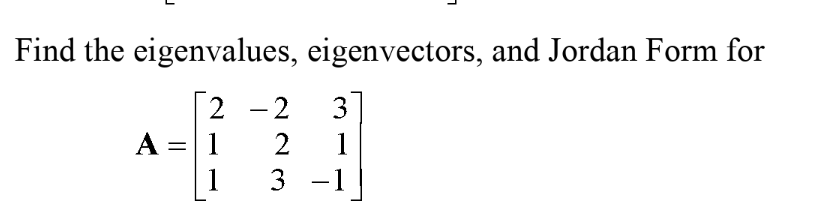 Solved Find The Eigenvalues Eigenvectors And Jordan Form