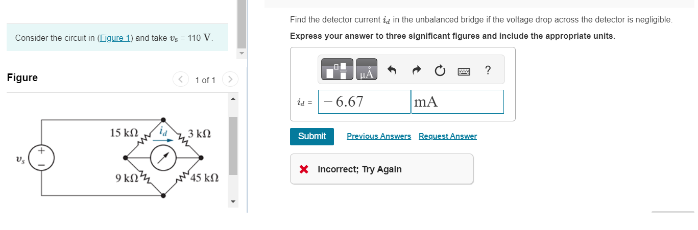 Solved Find the detector current id in the unbalanced bridge | Chegg.com