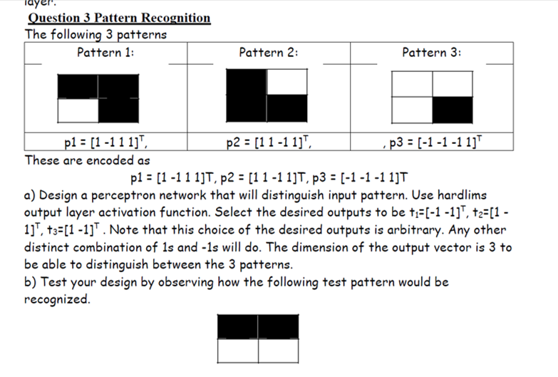layer'. Question 3 Pattern Recognition The following | Chegg.com