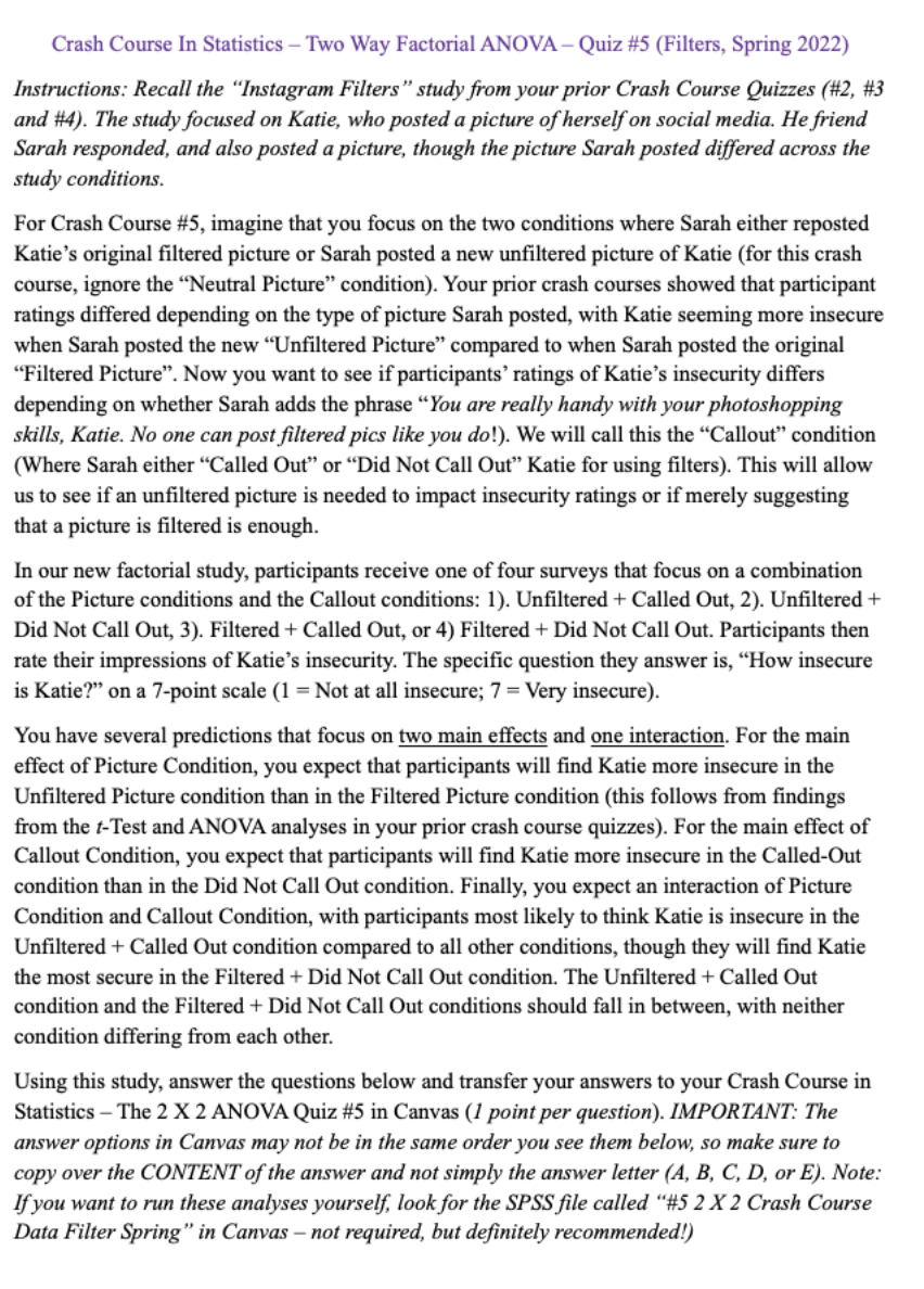 Solved Crash Course In Statistics - Two Way Factorial ANOVA | Chegg.com