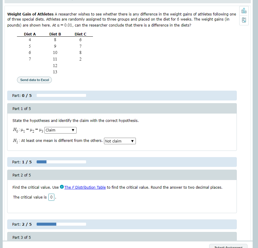 Solved Weight Gain of Athletes A researcher wishes to see | Chegg.com